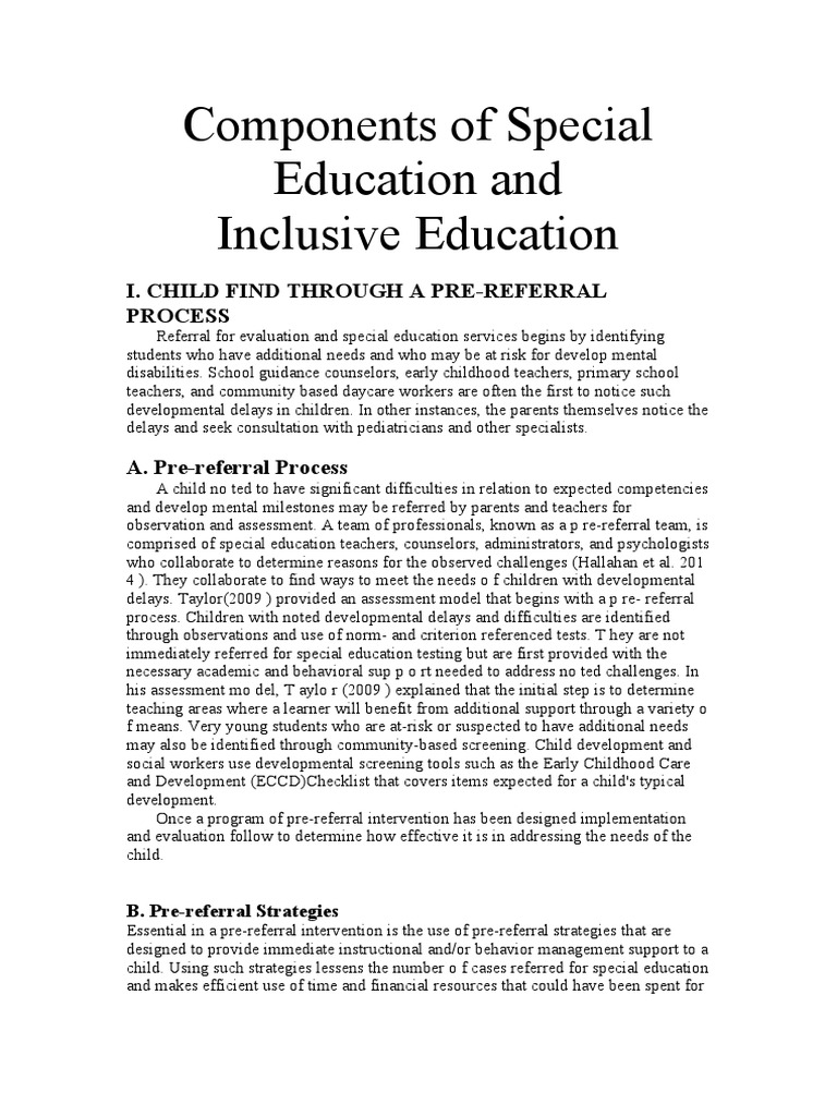 Components of Special Education and | PDF | Educational Assessment ...