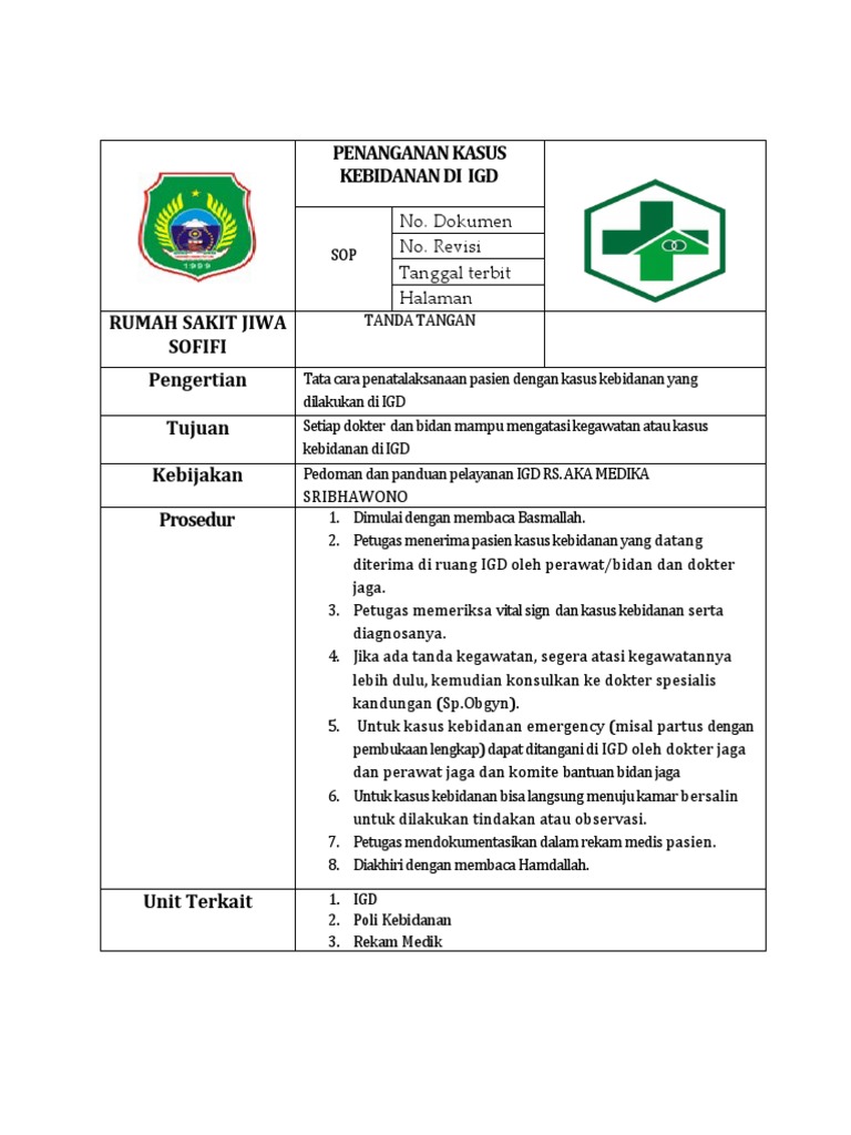 Sop Igd Kebidanan | PDF