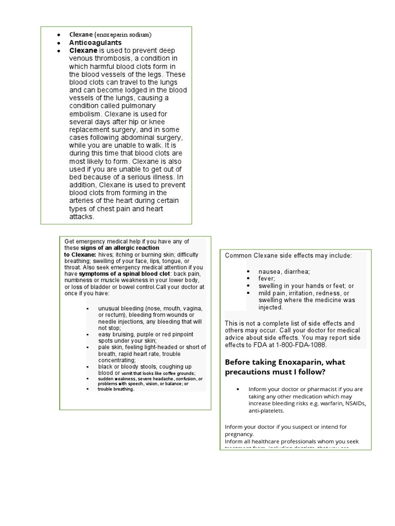 Clexane Is Used To Prevent Deep: Anticoagulants | PDF | Epidemiology ...