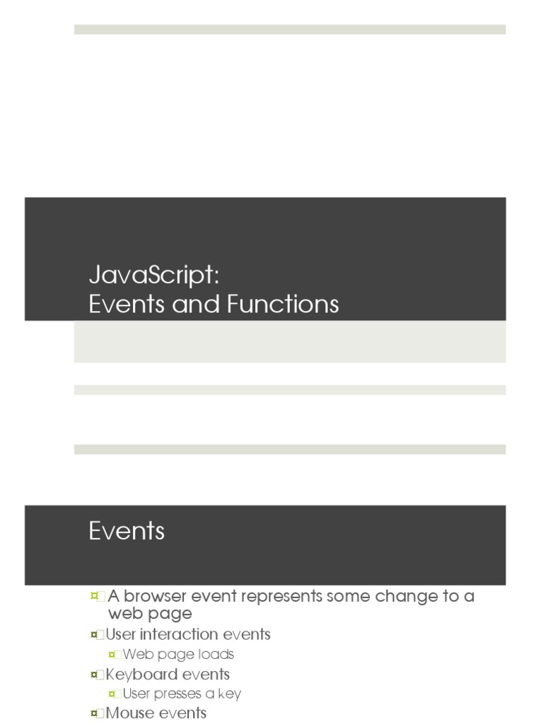 Javascript: Events and Functions | PDF | Java Script | Variable ... Javascript: Events and Functions | PDF | Java Script | Variable ...