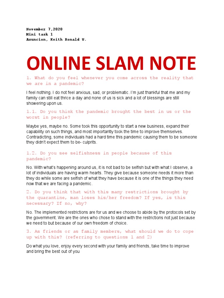 My Online Slam Note | PDF