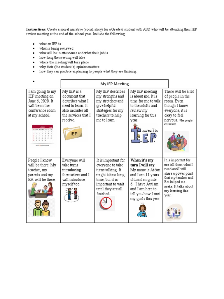 Social Story Assignment | PDF | Individualized Education Program ...