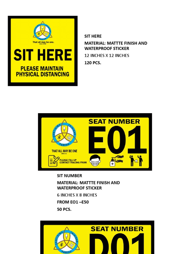 Sit Here Material: Mattte Finish and Waterproof Sticker: 12 Inches X 12 ...