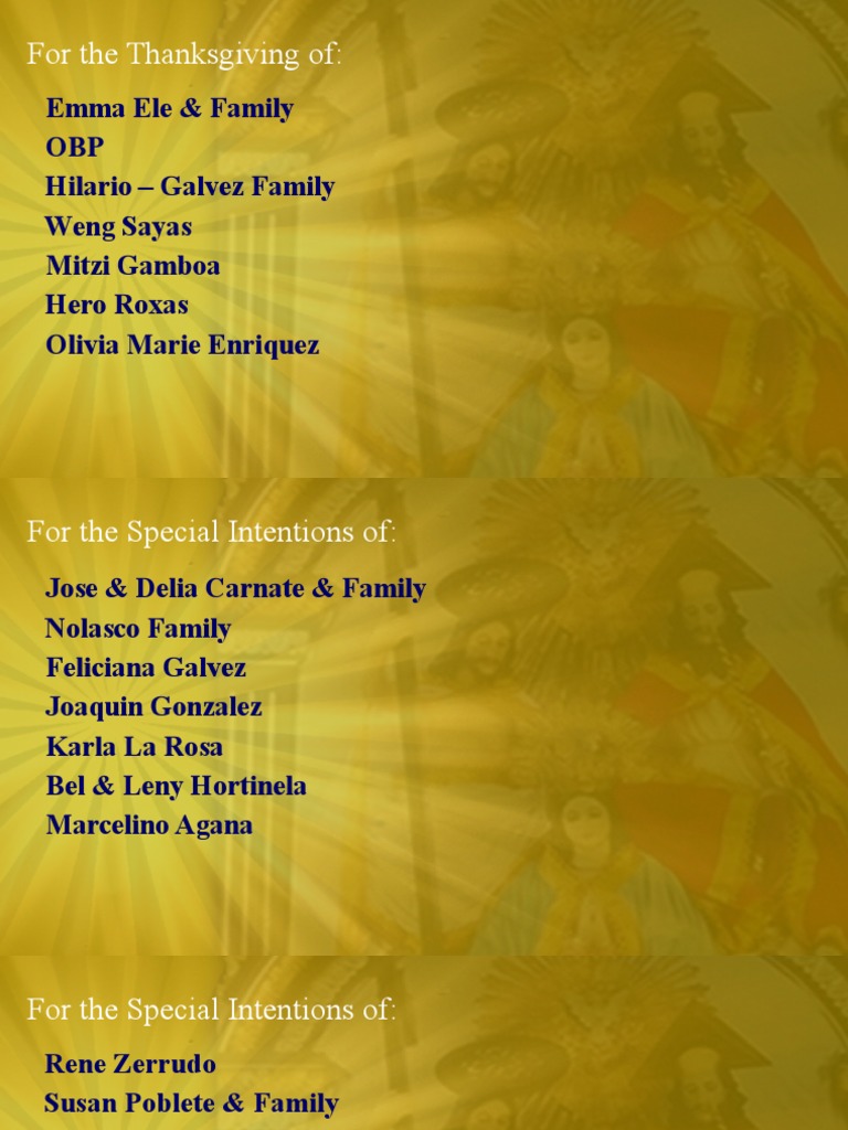 Thanksgiving Intentions and Mass Offerings | PDF