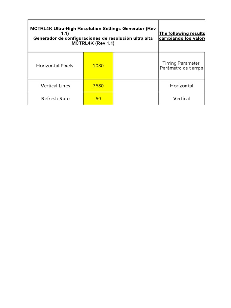 MCTRL4K Ultra High Resolution Settings Generator - V1.1 | PDF