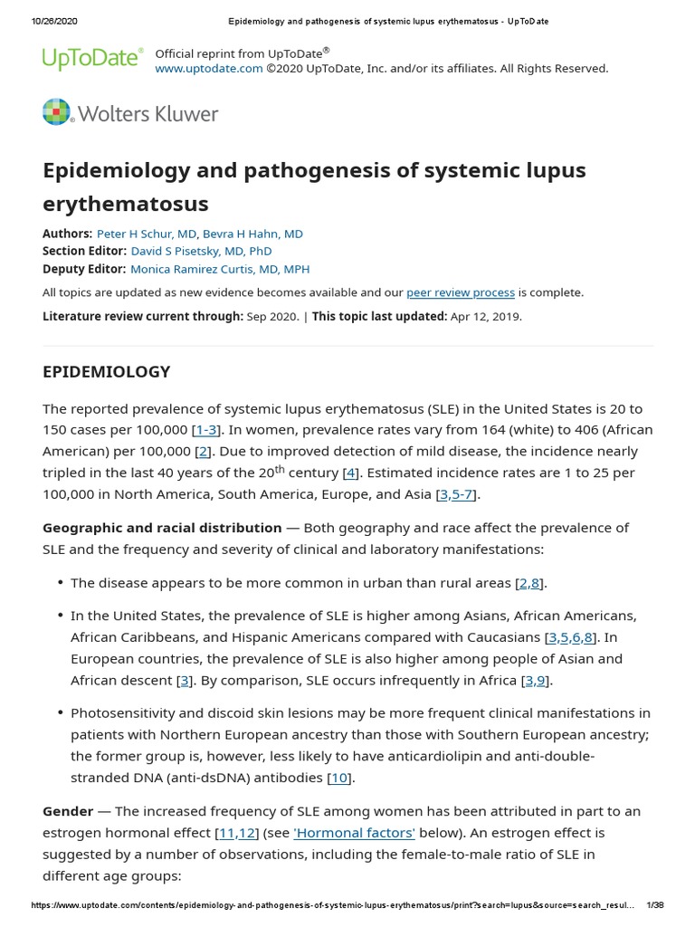 Epidemiology and Pathogenesis of Systemic Lupus Erythematosus ...