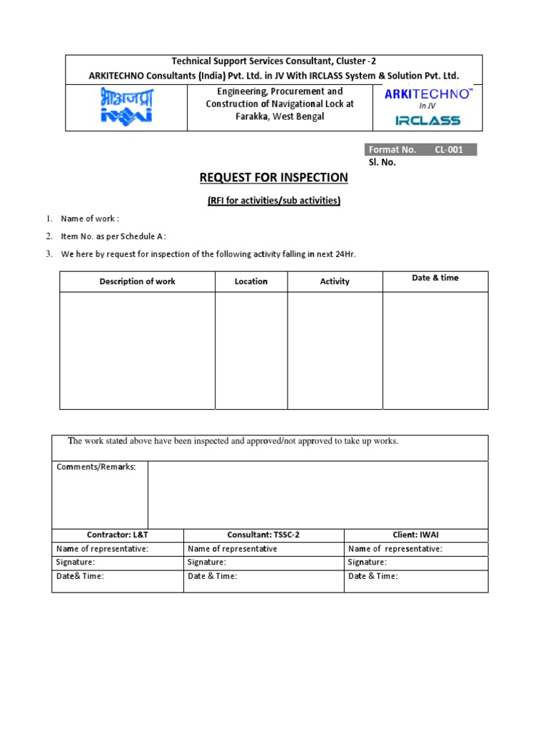 REQ Quest Fo or Inspe Ection | PDF