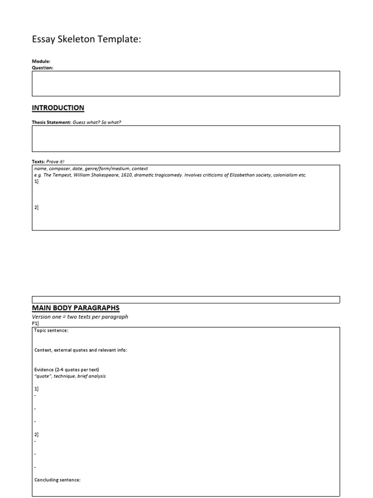 Essay Skeleton Structure Guide | PDF | Paragraph