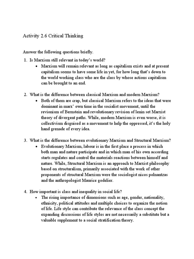 Activity 2.6 Critical Thinking | PDF
