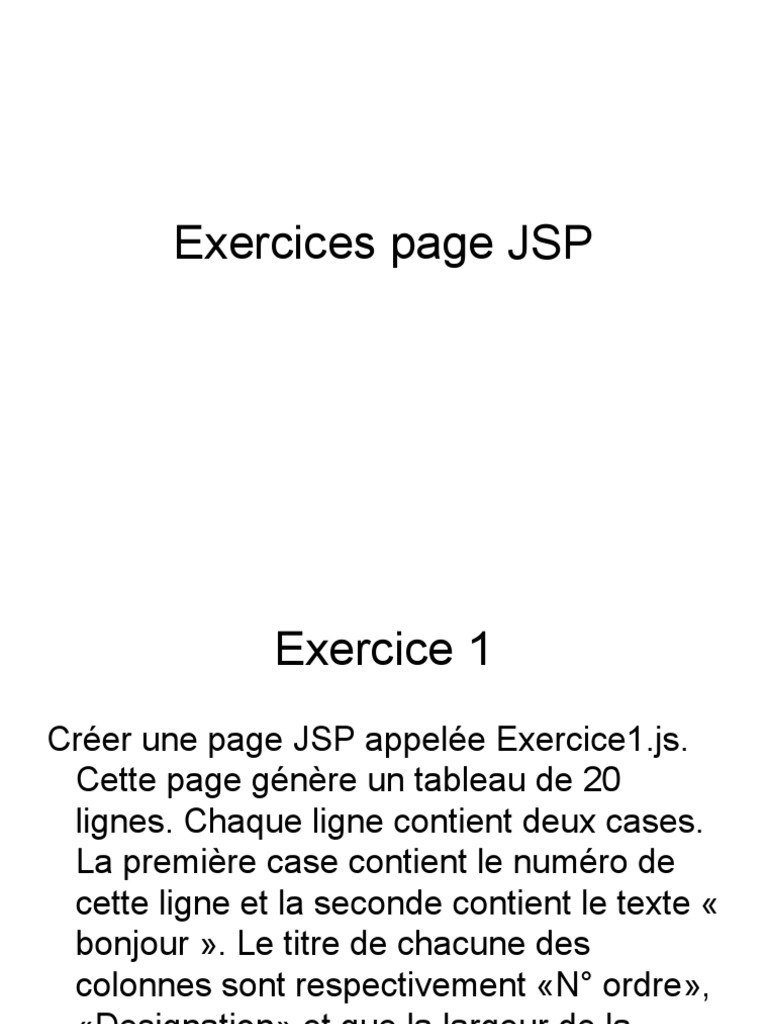 Exercices Page JSP | PDF | JavaServer Pages | Génie logiciel