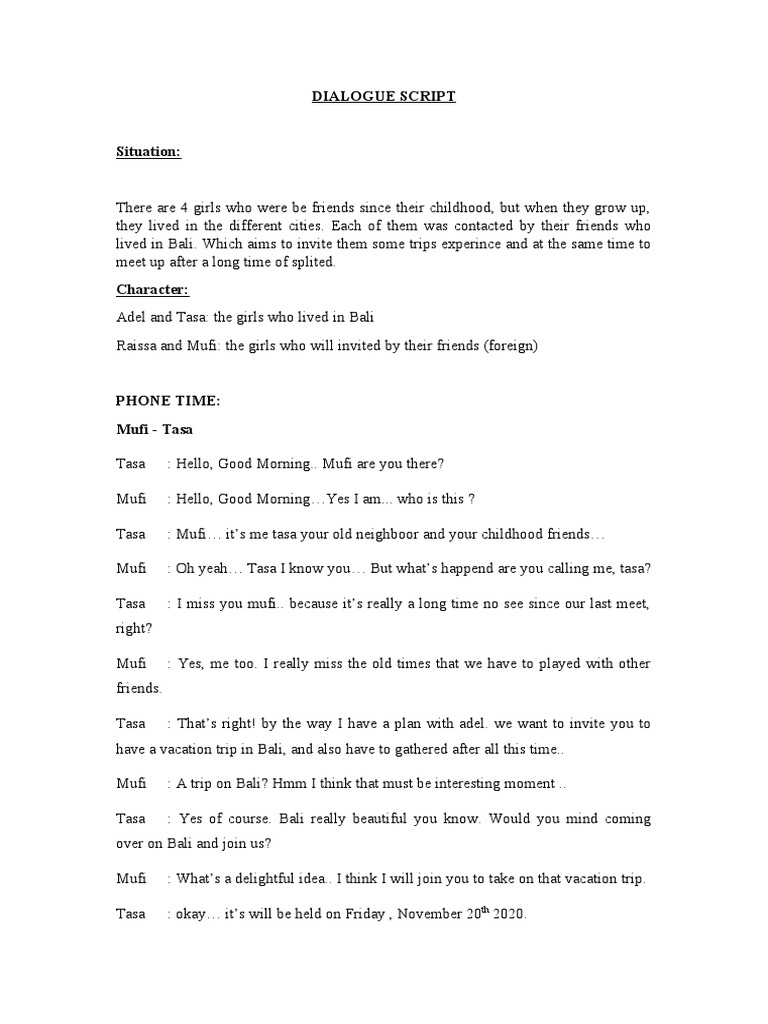 Dialogue Script | PDF | Bali