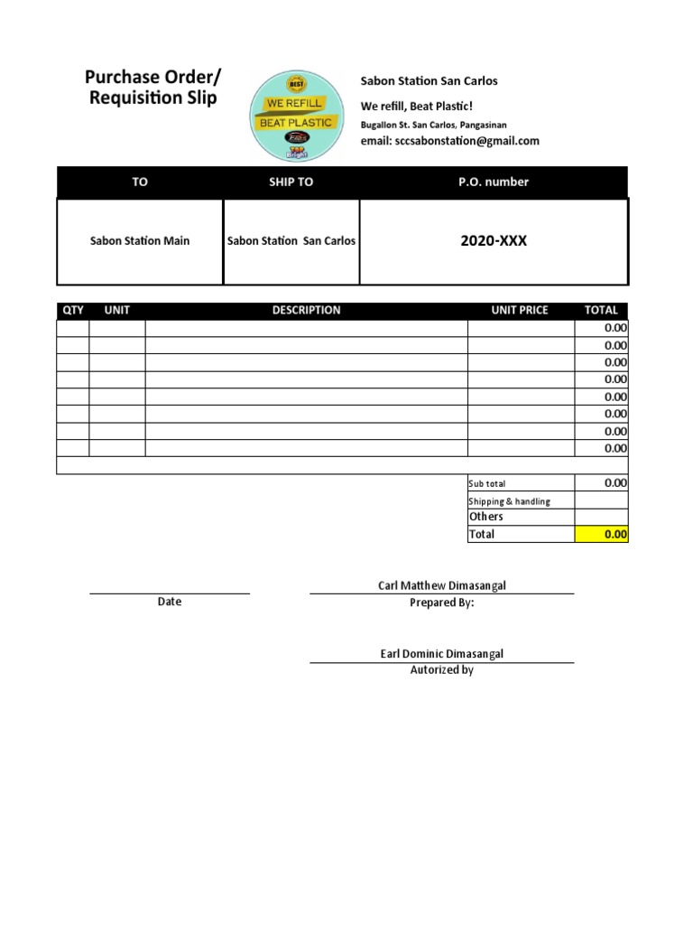 Sabon Station San Carlos Purchase Order | PDF