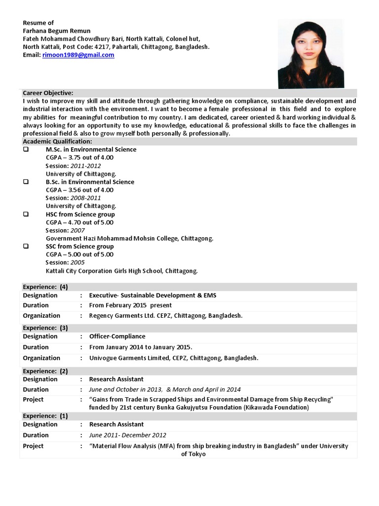 Resume of Farhana PDF | Download Free PDF | Regulatory Compliance | Audit