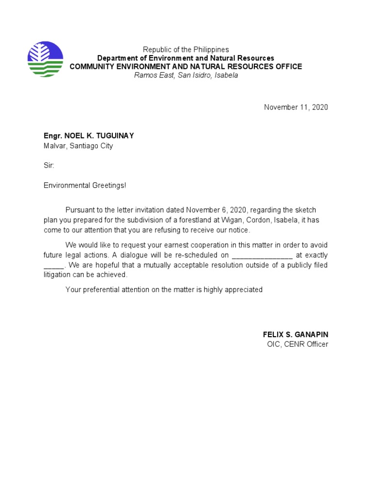 Department of Environment and Natural Resources Community Environment ...