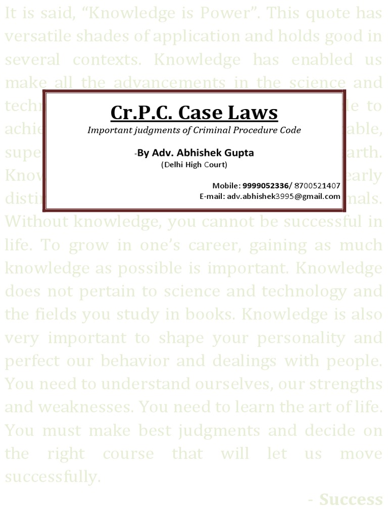 CRPC Judgments - by Adv. Abhishek | PDF | Arrest | Arrest Warrant