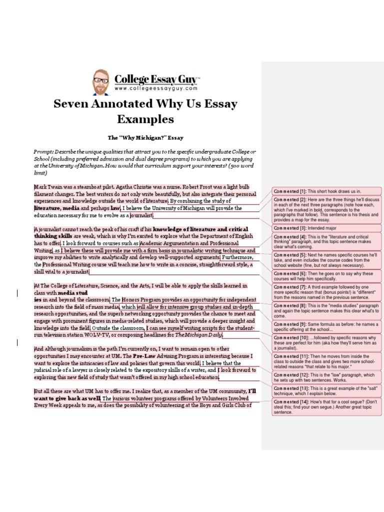 Seven Annotated Why Us Essay Examples | PDF | Brain | Essays