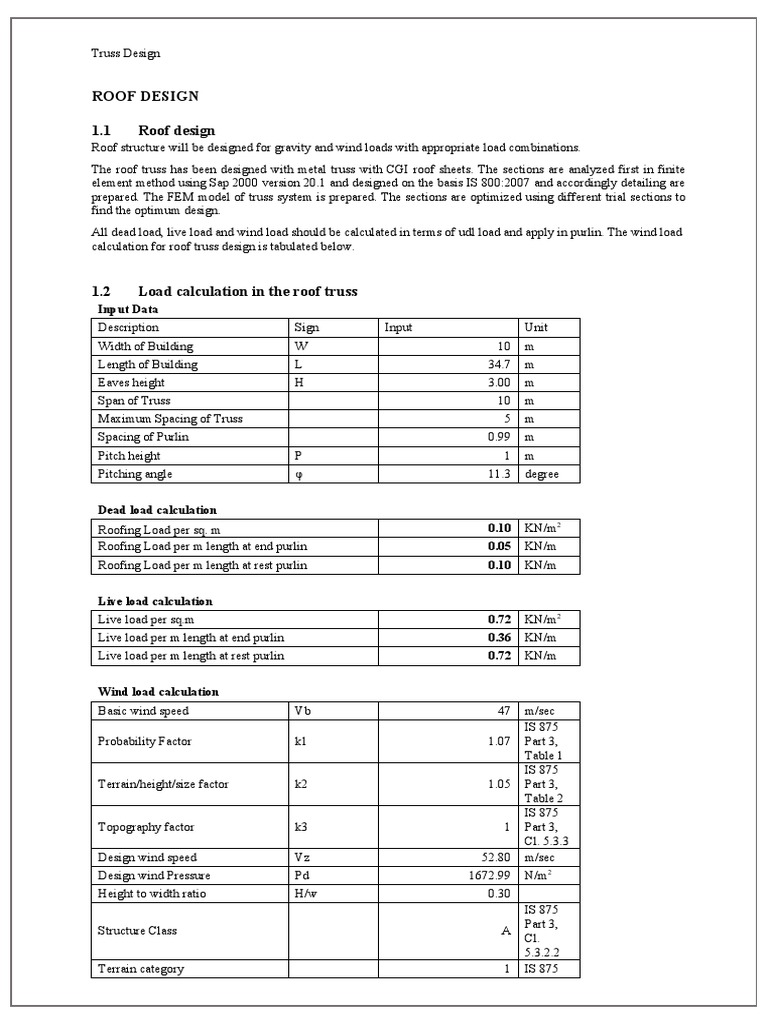 Report of Roof Design of Model B | PDF | Truss | Screw