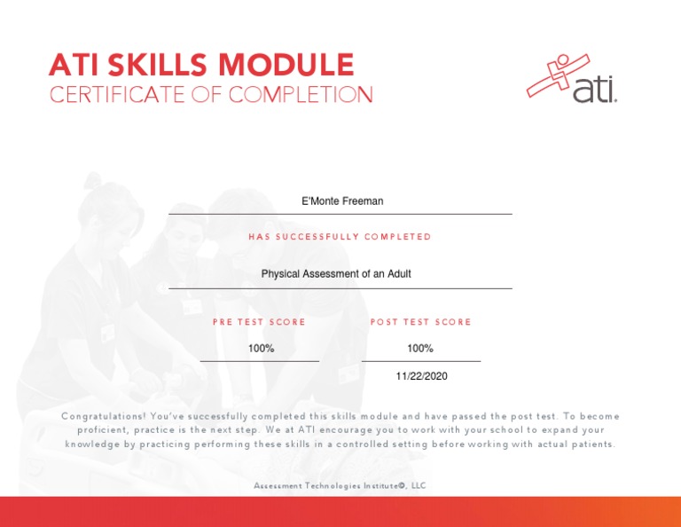Ati Adult Assessment Certificate | PDF
