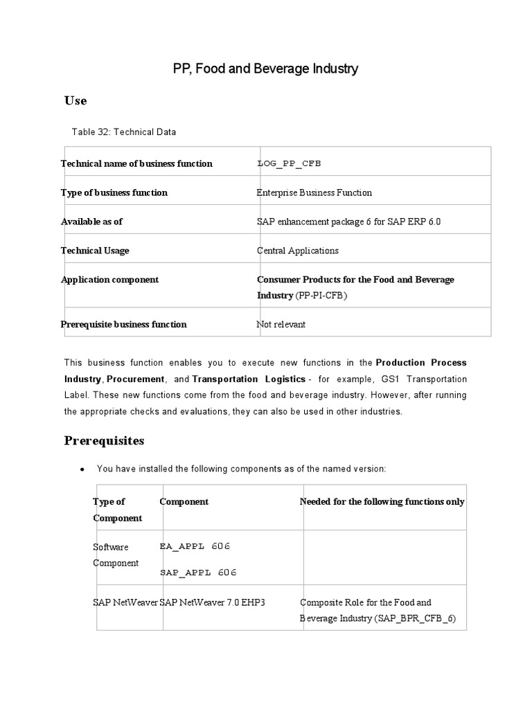 PP, Food and Beverage Industry | PDF | Sap Se | Foods