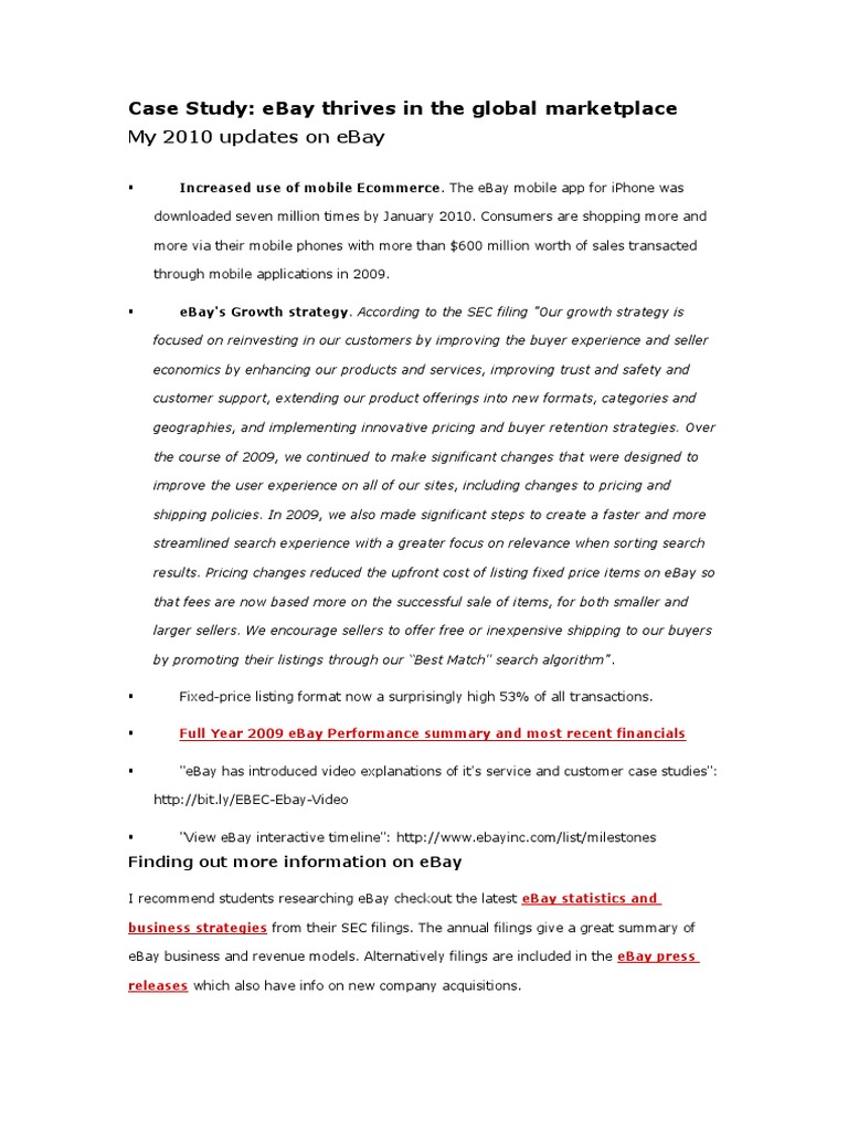 Case Study: Ebay Thrives in The Global Marketplace: My 2010 Updates On ...