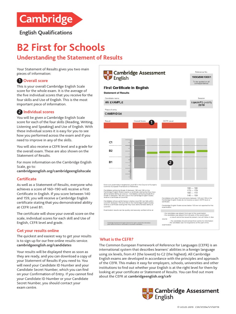 Cambridge English First Sample Statement of Results | Download Free PDF ...
