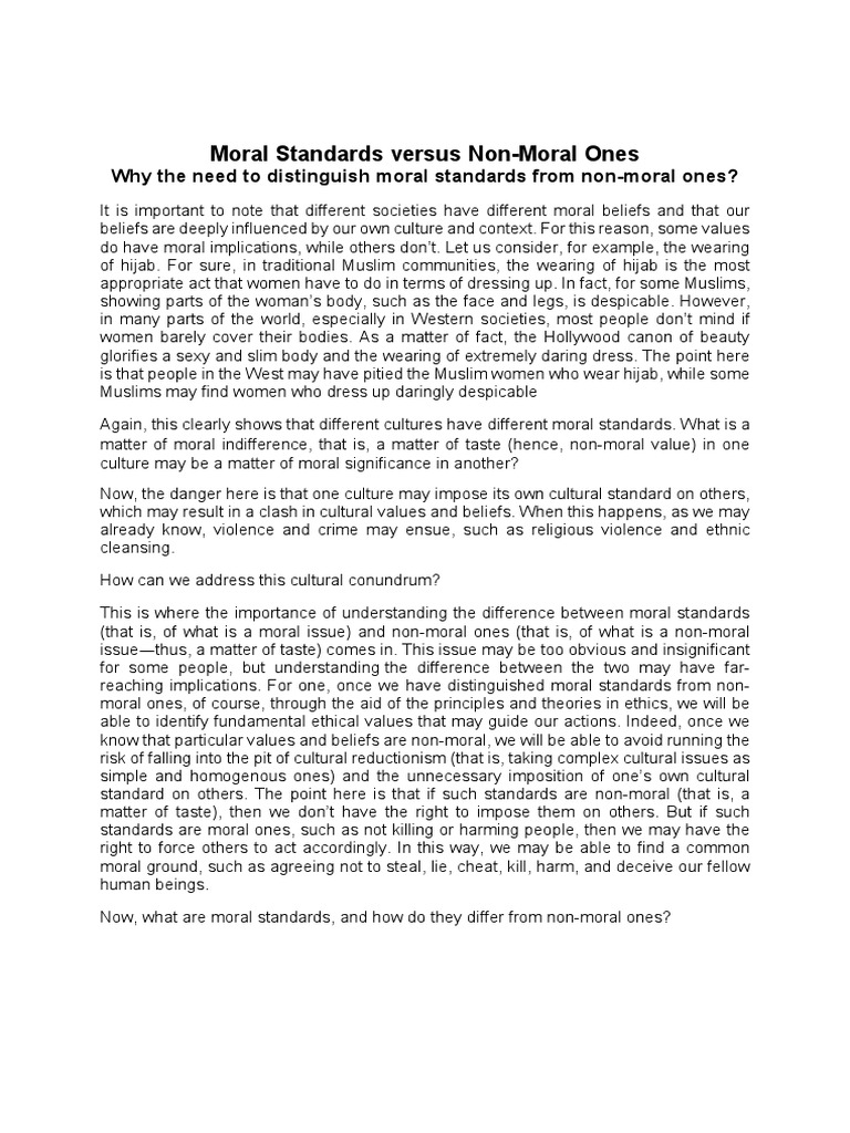 Moral and Nonmoral Standards PDF | PDF | Value (Ethics) | Morality