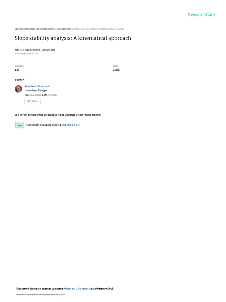 Slope Stability Analysis A Kinematical Approach | PDF