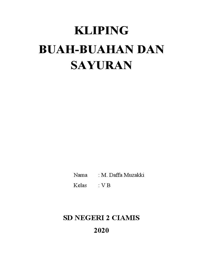 KLIPING Buah Dan Sayur | PDF