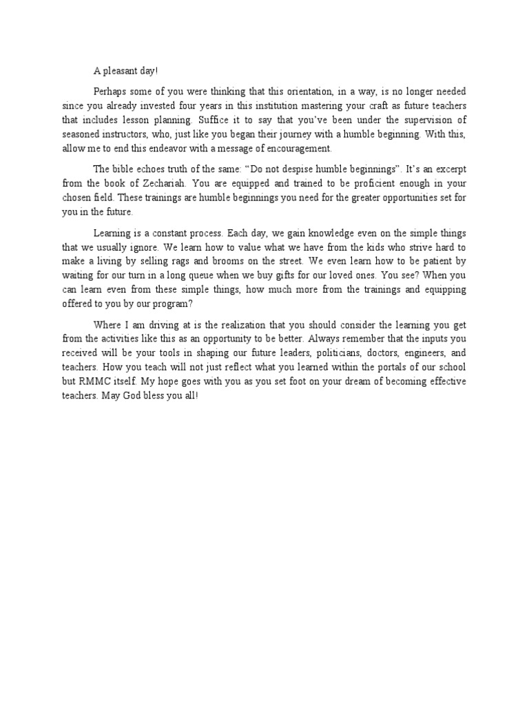 Appreciation Speech | PDF