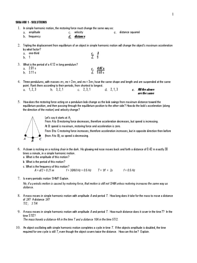 HW1 HW2 HW3 Solutions | PDF | Pendulum | Physical Sciences