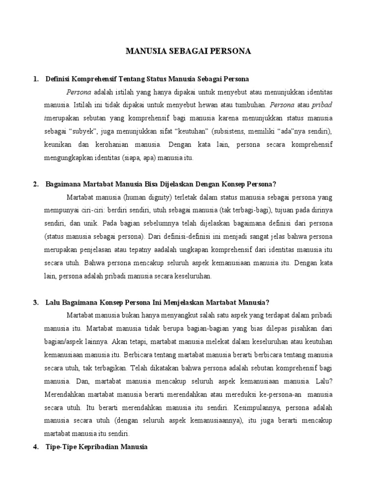 Martabat Manusia dalam Konsep Persona | PDF