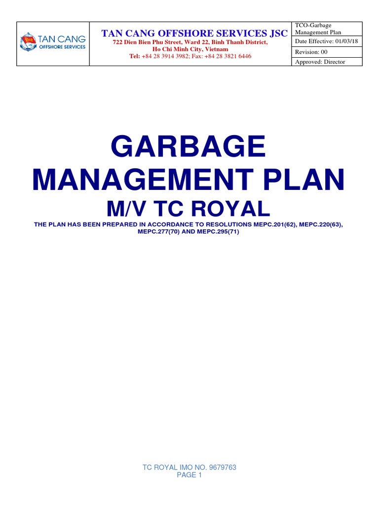 TC Royal Garbage Management Plan | PDF | Incineration | Waste