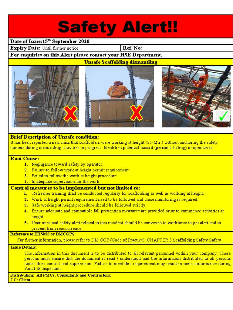 22 EHS Safety Alert - Unsafe Work at Height | PDF