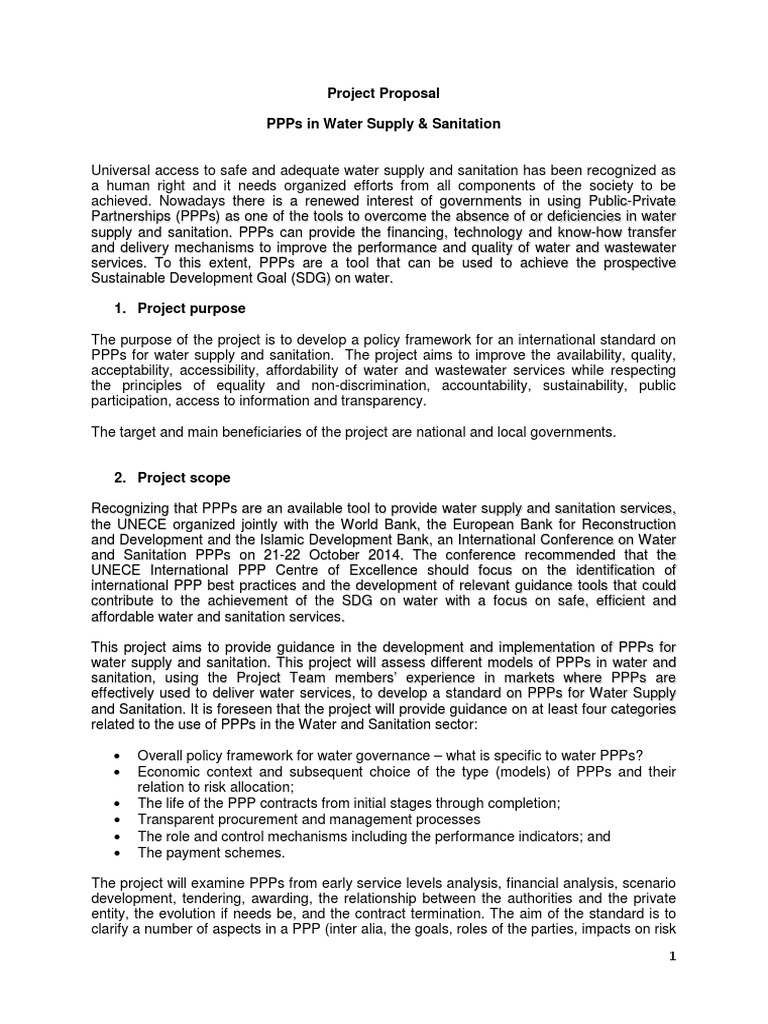 PPPs for Water Supply Project Proposal | PDF | Public–Private ...