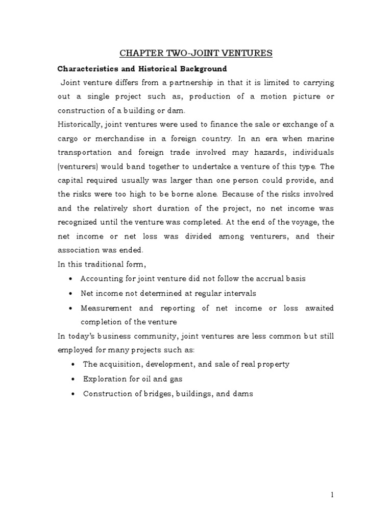 CHAPTER 2 Joint Venture | PDF | Joint Venture | Equity (Finance)