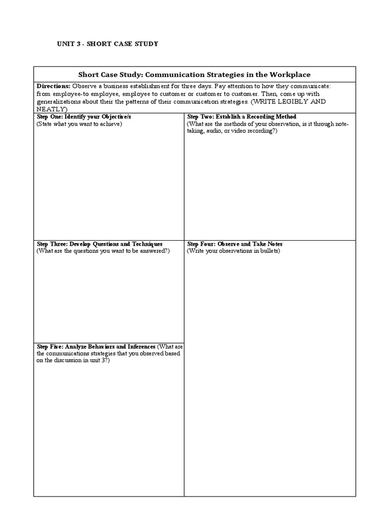 Short Case Study: Communication Strategies in The Workplace | PDF