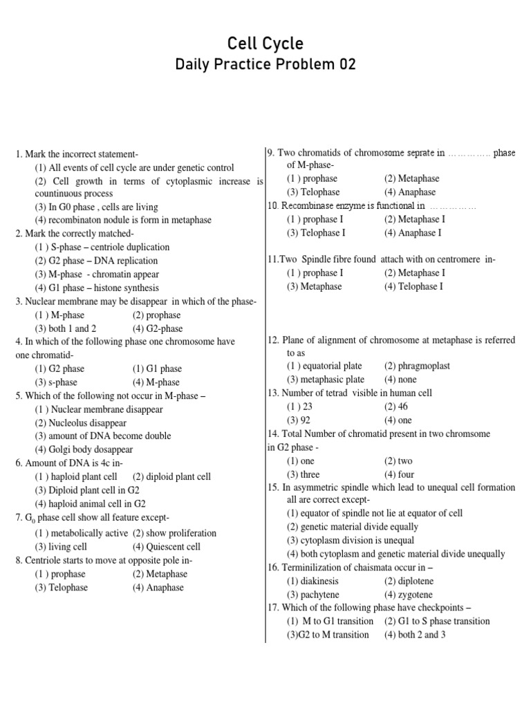 Daily Practice Problem | PDF | Meiosis | Mitosis