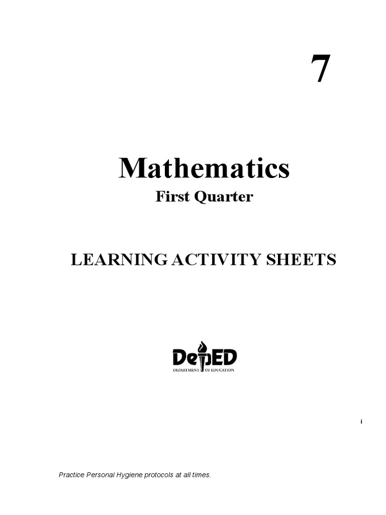 Grade 7 Mathematics LAS | PDF | Set (Mathematics) | Numbers