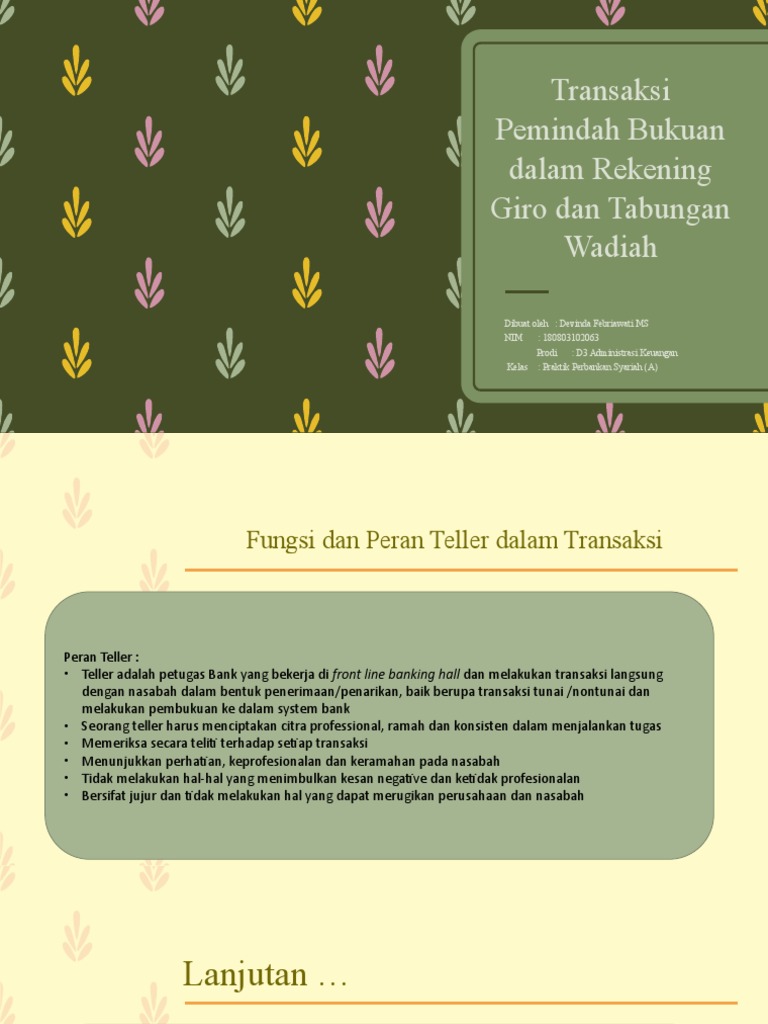 Fungsi Teller Dalam Pemindahan Buku Rek. Giro Dan Tabungan Wadiah | PDF