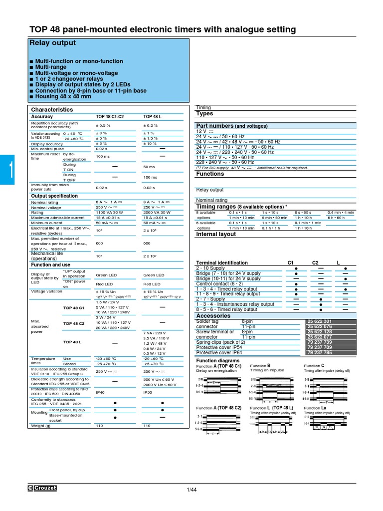 TOP 48 Panel-Mounted Electronic Timers With Analogue Setting | PDF ...