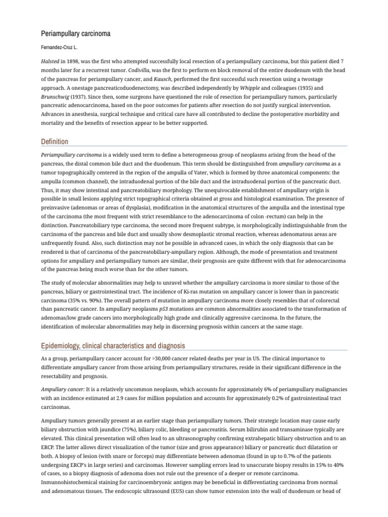 Periampullary Carcinoma - Surgical Treatment - NCBI Bookshelf PDF | PDF | Pancreatic Cancer | Cancer