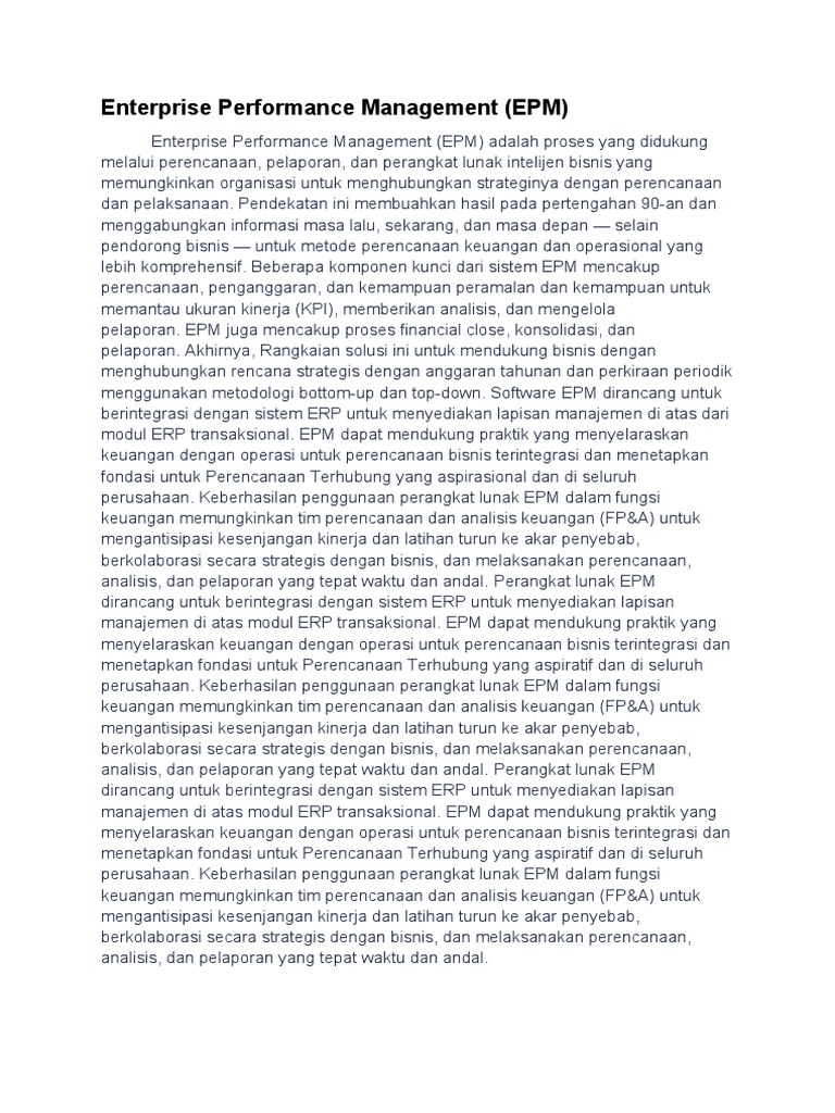 Enterprise Performance Management (EPM) | PDF