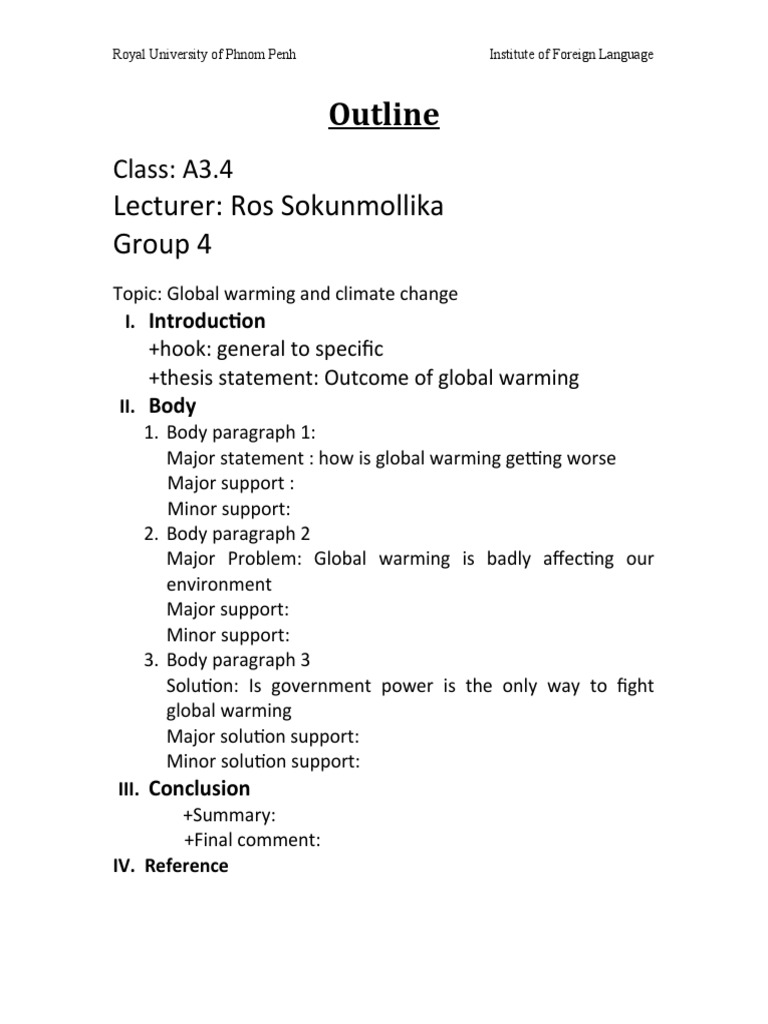 Global Warming and Climate Change Outline | PDF