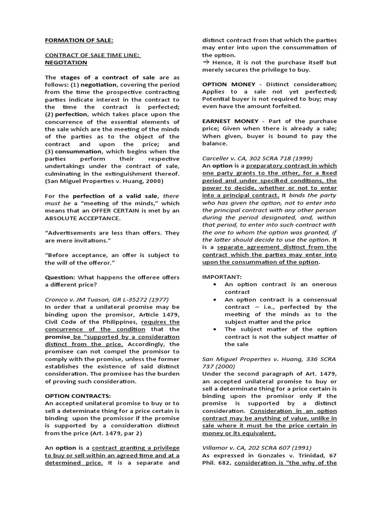 Sales 101 | PDF | Offer And Acceptance | Consideration