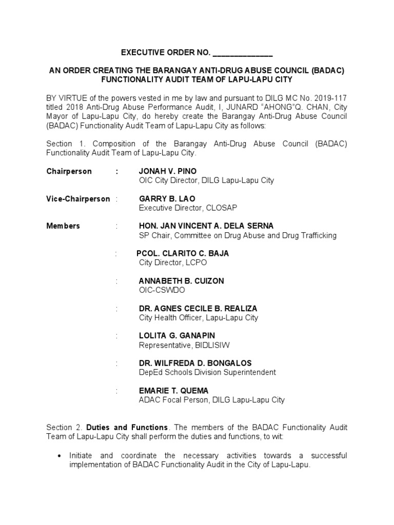 EXECUTIVE ORDER BADAC Team | PDF | United States House Of ...