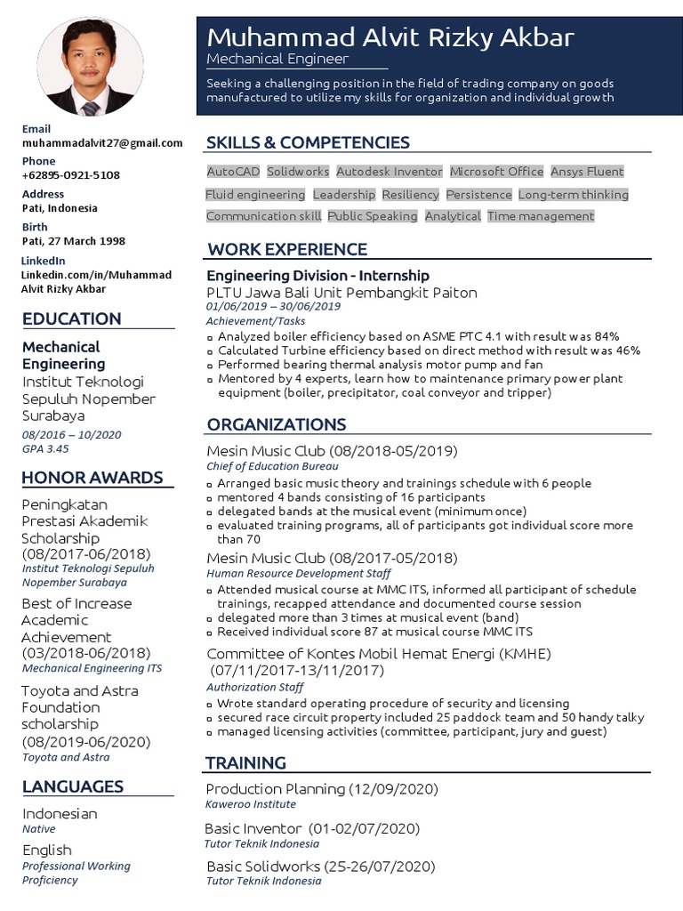 CV - Muhammad Alvit Rizky Akbar | PDF | Engineering