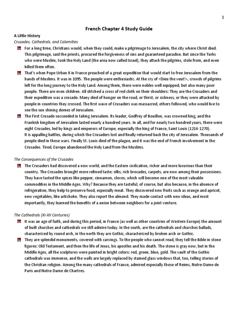 French Chapter 4 Study Guide | PDF | Crusades | Gothic Architecture