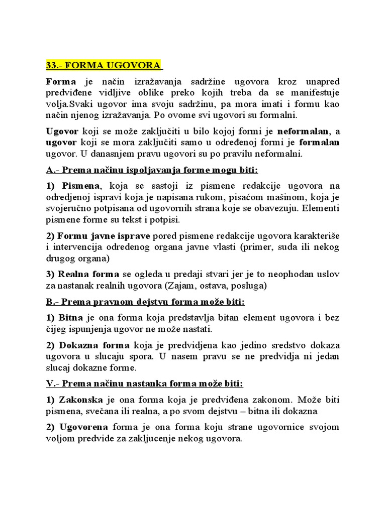 Forma Ugovora | PDF