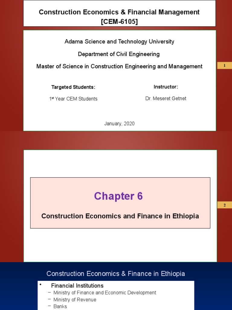 Construction Economics & Finance in Ethiopia | PDF | Depreciation | Banks