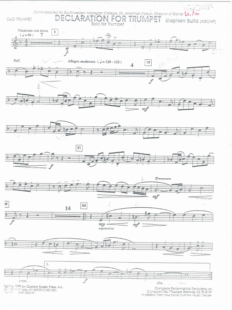 Declaration For Trumpet - Bulla | PDF